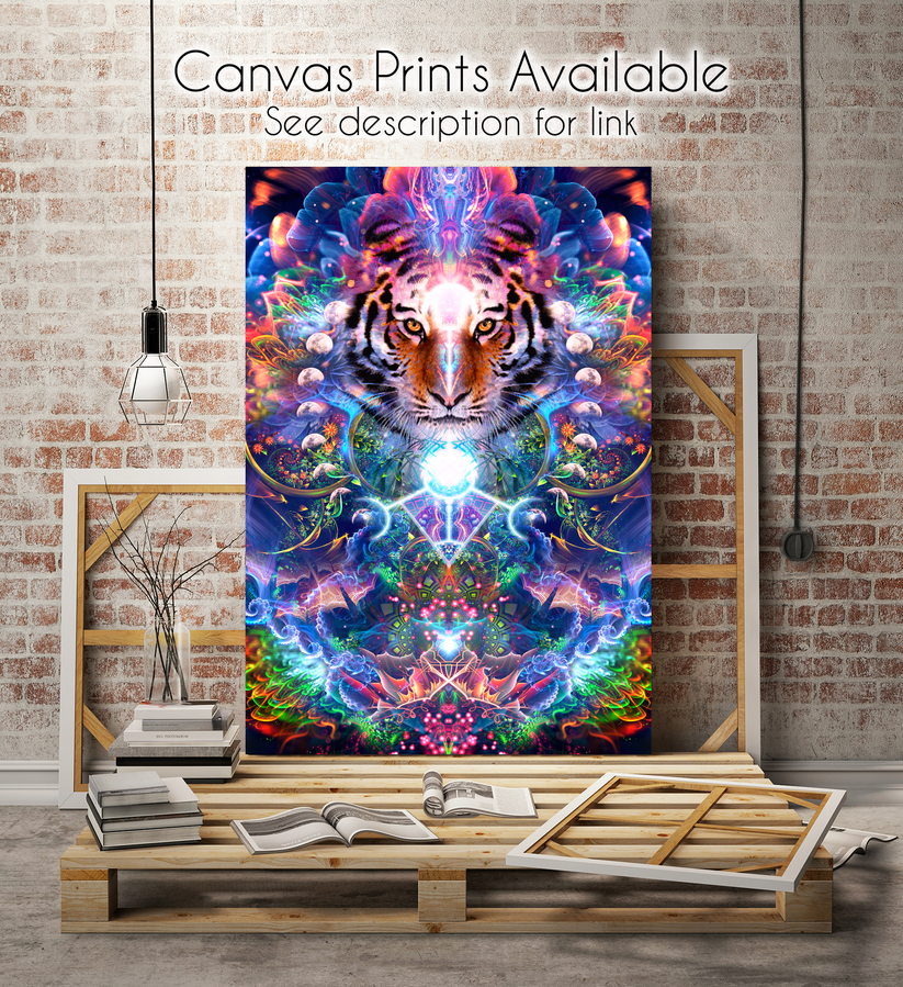 "Hunter's Moon" - Psychedelic Tiger & Moon Phase POSTER – Psiloteric ...